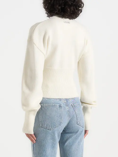 Manière De Voir Maniere De Voir Knitted Cinched Waist Cardigan - Cream