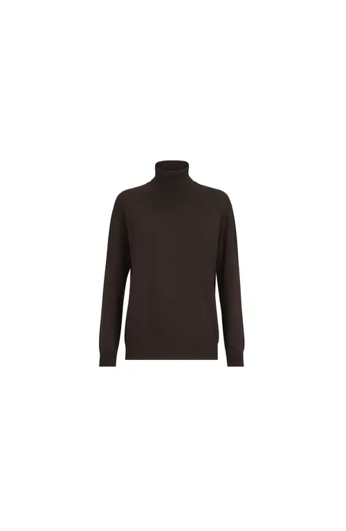 Brunello Cucinelli Cashmere Turtleneck Sweater With Monili - Coffee