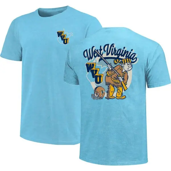 IMAGE ONE West Virginia Mountaineers Throwback Retro Badge Script T-shirt - Light Blue