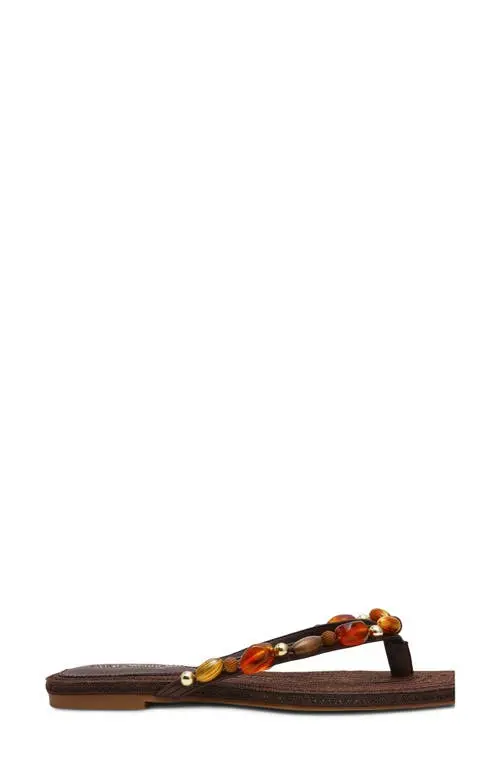 Steve Madden Embellished Flip Flops - Brown Multi
