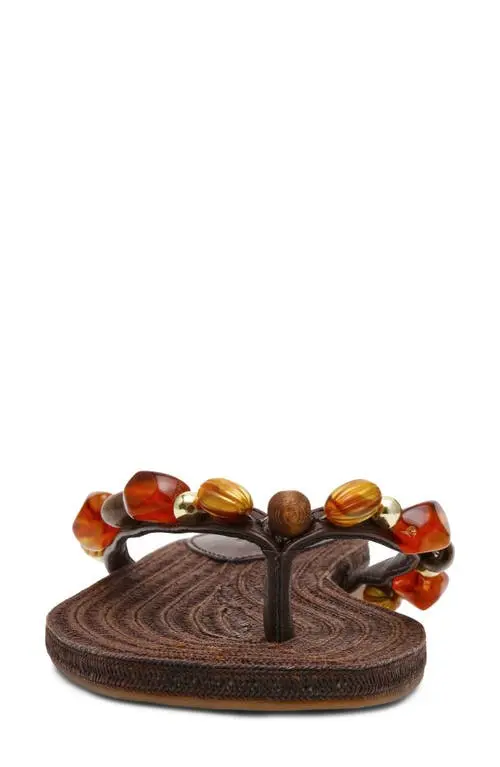 Steve Madden Embellished Flip Flops - Brown Multi