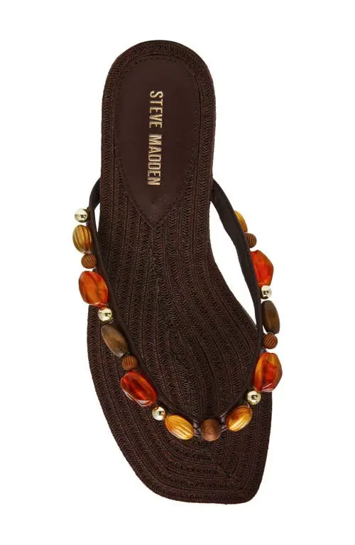 Steve Madden Embellished Flip Flops - Brown Multi