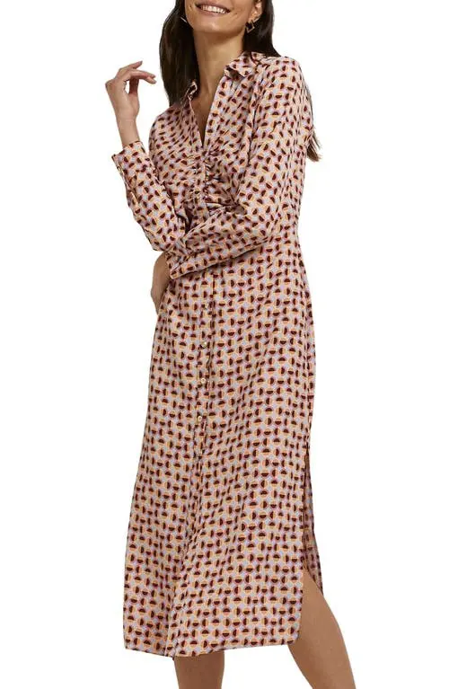RIVER ISLAND Geometric Print Midi Shirtdress