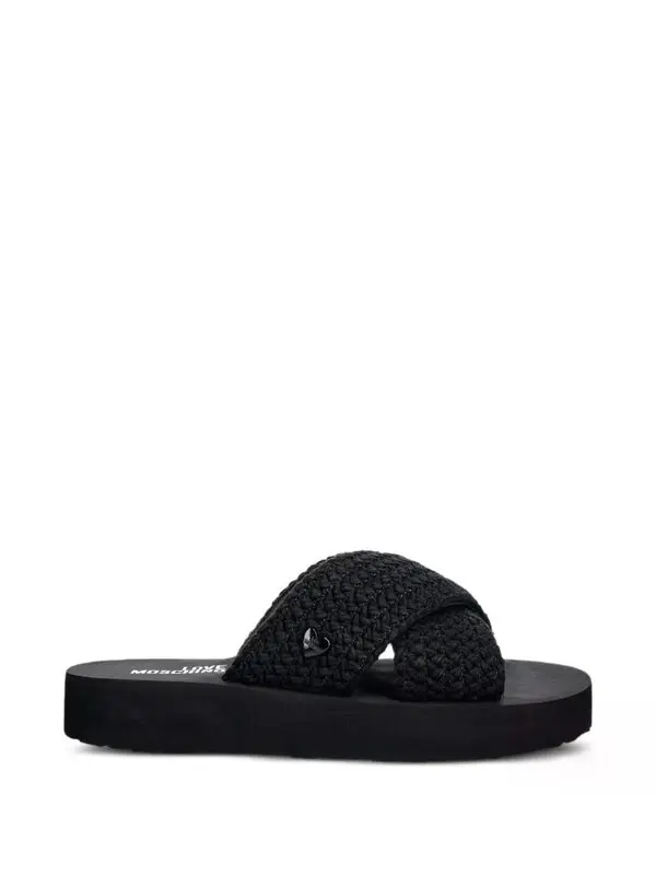 Moschino Woven Crossover Platform Sandals