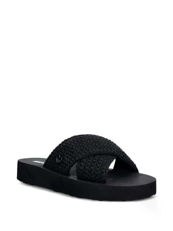 Moschino Woven Crossover Platform Sandals