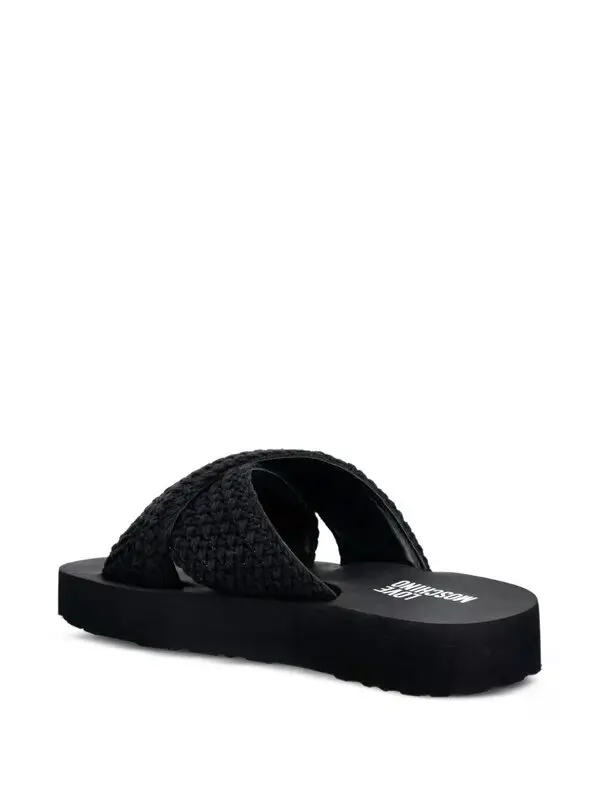 Moschino Woven Crossover Platform Sandals