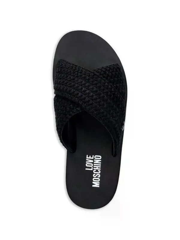 Moschino Woven Crossover Platform Sandals