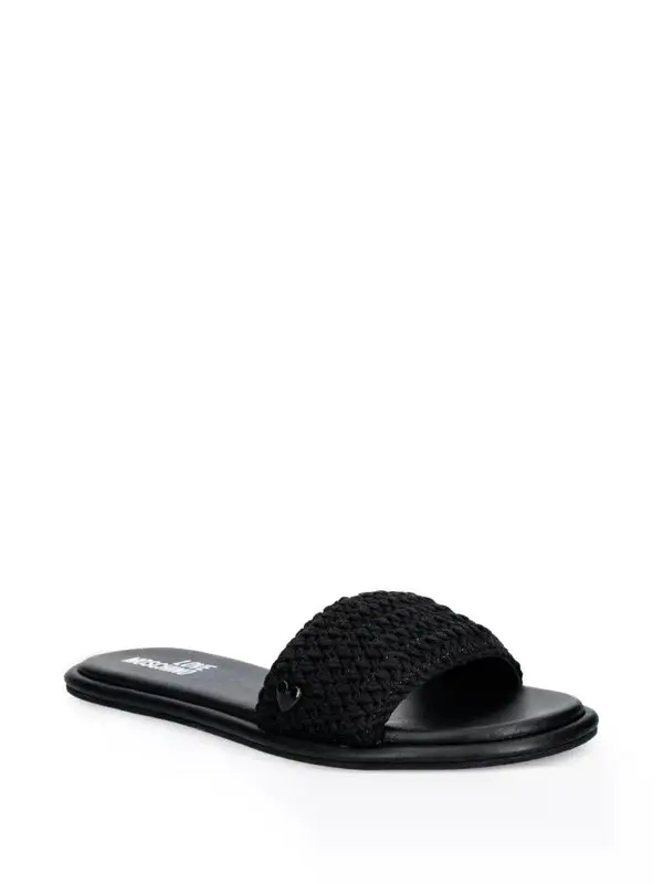 Moschino Woven Heart Plaque Slides