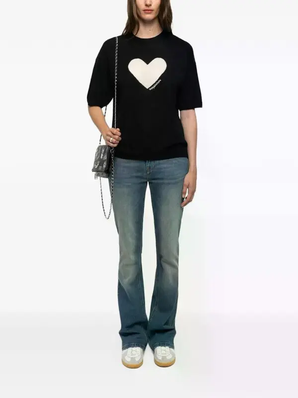 Zadig&Voltaire Heart-intarsia Cashmere T-shirt - Black