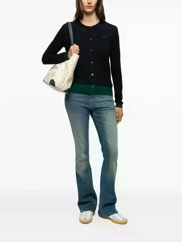 Zadig&Voltaire Missya Logo-embroidered Cashmere Cardigan - Blue