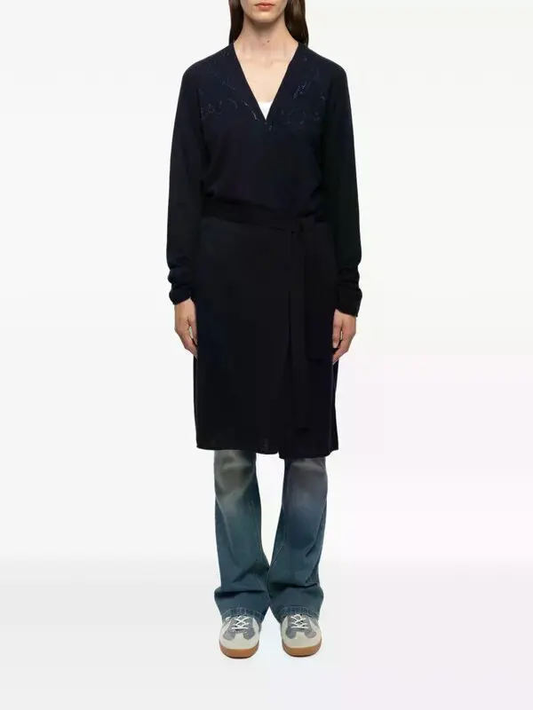 Zadig&Voltaire Daffy Rhinestone-embellished Belted Cardigan - Blue