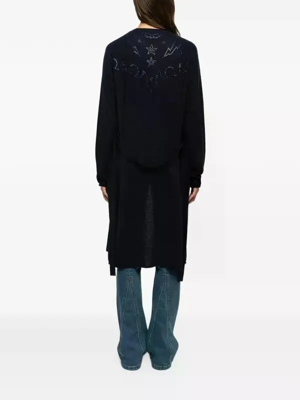 Zadig&Voltaire Daffy" Cashmere Cardigan With Rhinestone Embellishments And Belt - Blue