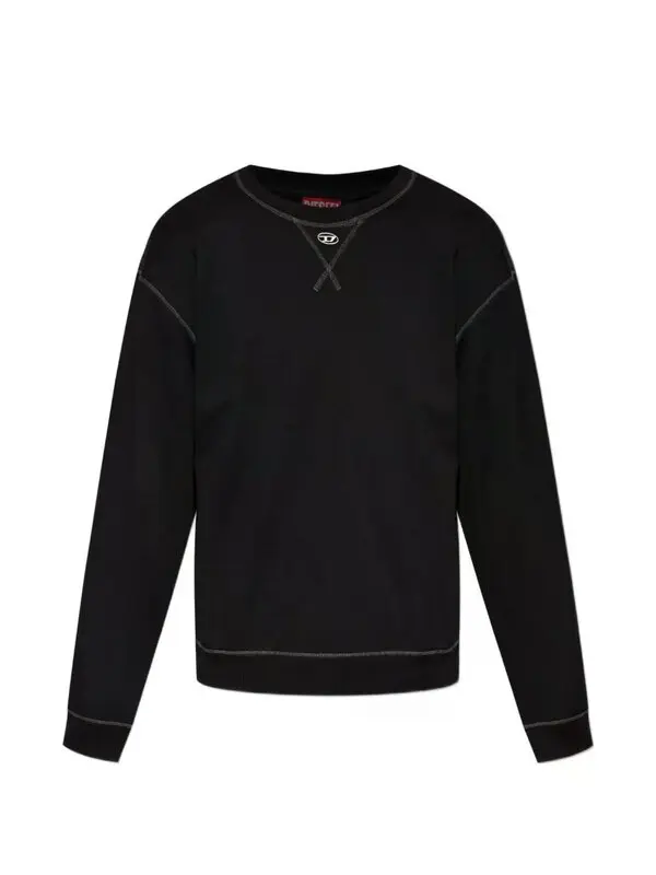 DIESEL® Logo Plaque Topstitched Sweatshirt - Black