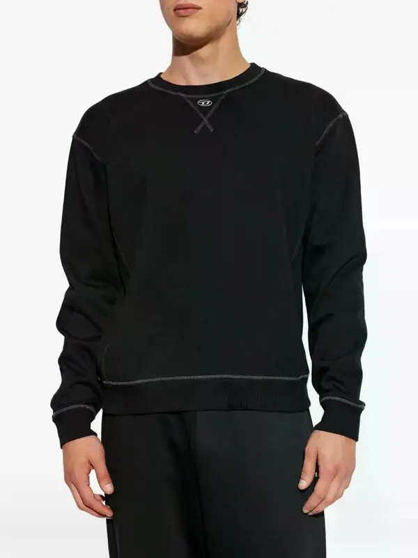 DIESEL® Logo Plaque Topstitched Sweatshirt