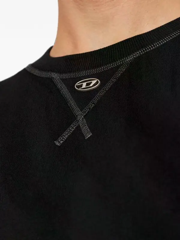 DIESEL® Logo Plaque Topstitched Sweatshirt