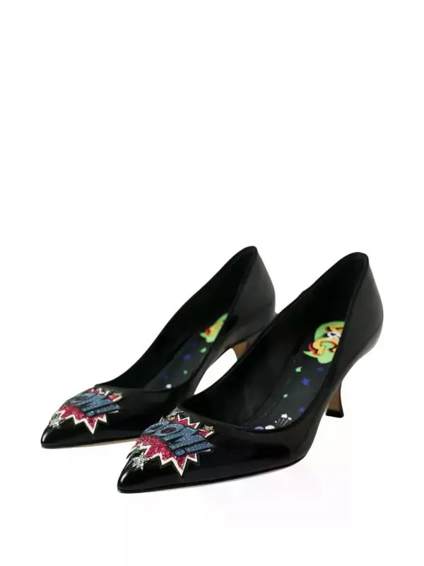 Dolce & Gabbana Patch-embellished Leather Heeled Pumps