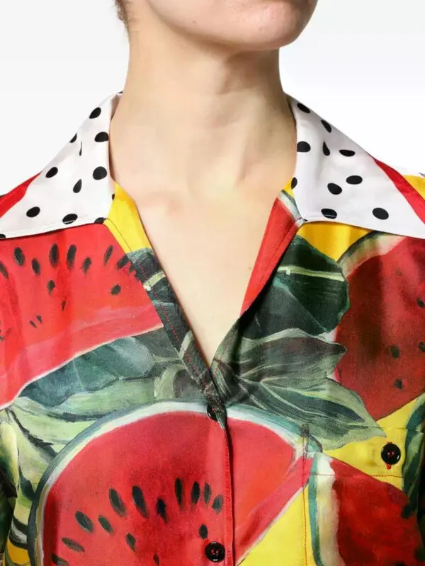 Dolce & Gabbana Watermelon-print Leopard-accent Shirt