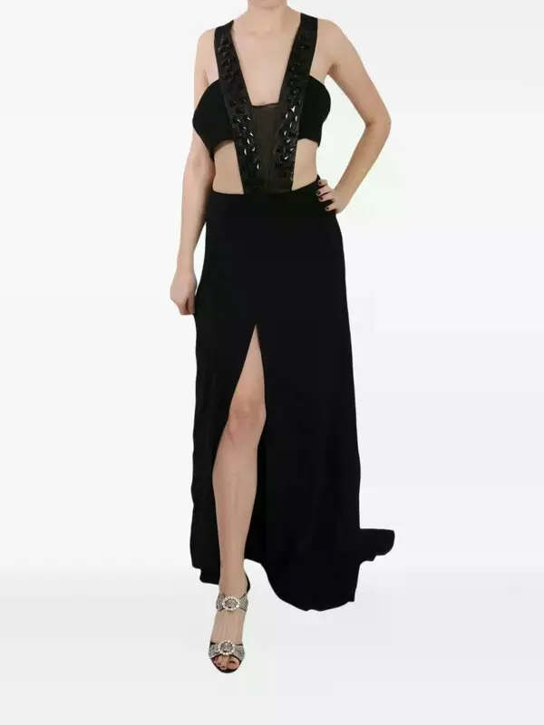 John Richmond Crystal-embellished Cut-out Maxi Dress