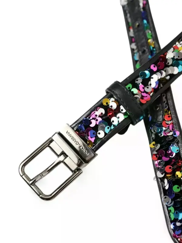 Dolce & Gabbana Sequin-embellished Leather Belt