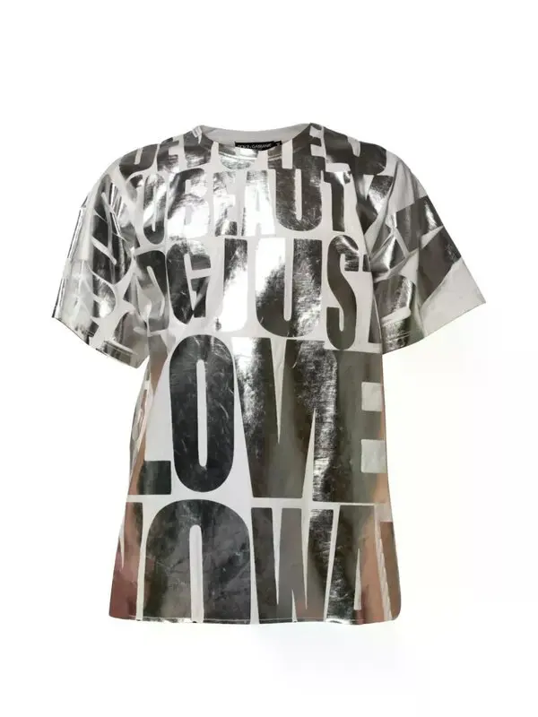 Dolce & Gabbana Metallic-effect Slogan-print T-shirt