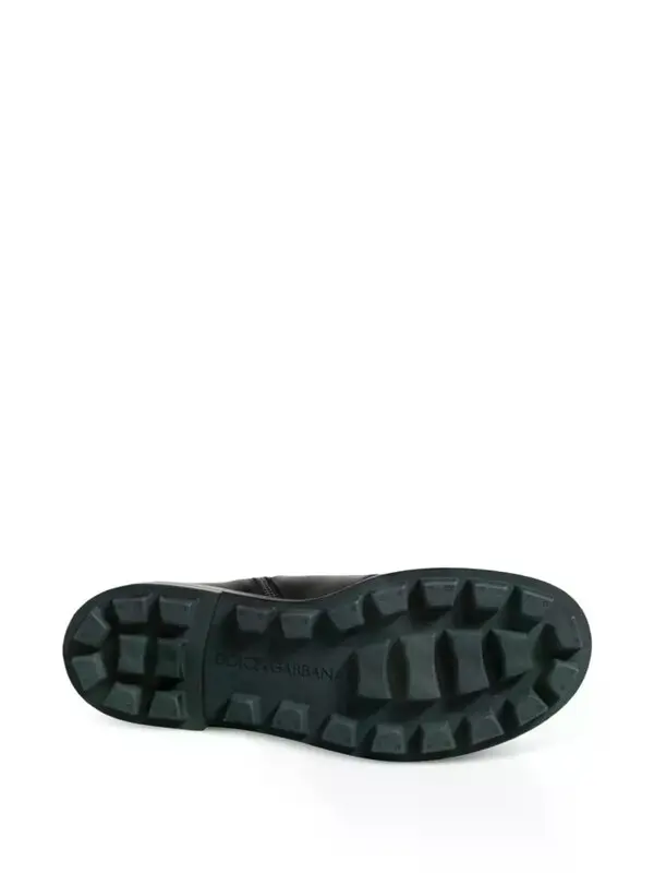 Dolce & Gabbana Leather Logo Plaque Lug Sole Boots