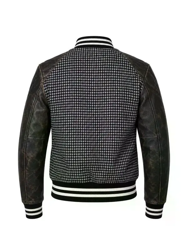 Dolce & Gabbana Houndstooth-pattern Distressed Bomber Jacket