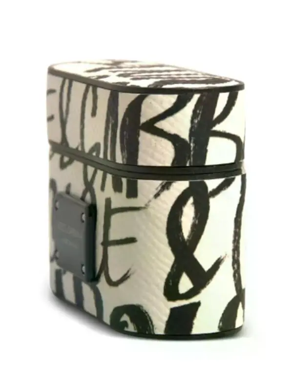 Dolce & Gabbana Graffiti-print Leather Airpods Case
