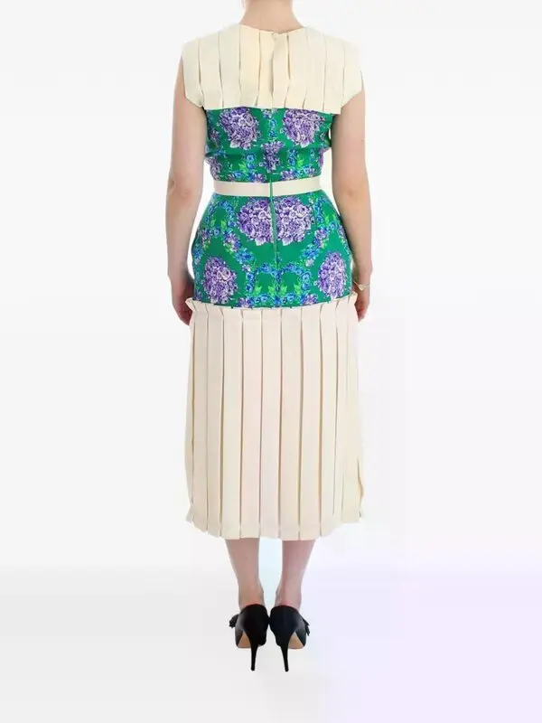 CATERINA GATTA Sleeveless Floral Print Pleated Midi Dress