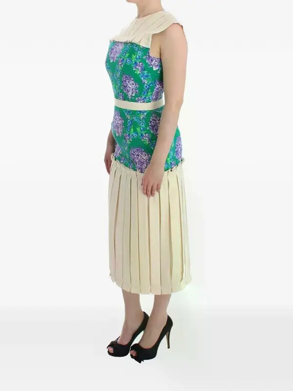 CATERINA GATTA Sleeveless Floral Print Pleated Midi Dress