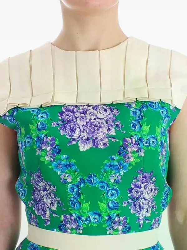 CATERINA GATTA Sleeveless Floral Print Pleated Midi Dress