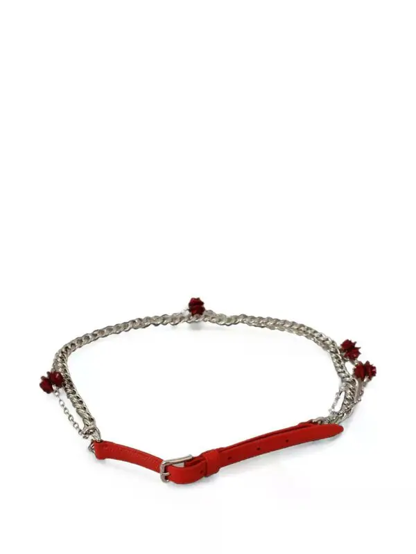 Dolce & Gabbana Floral Embellished Chain-link Belt - Silver