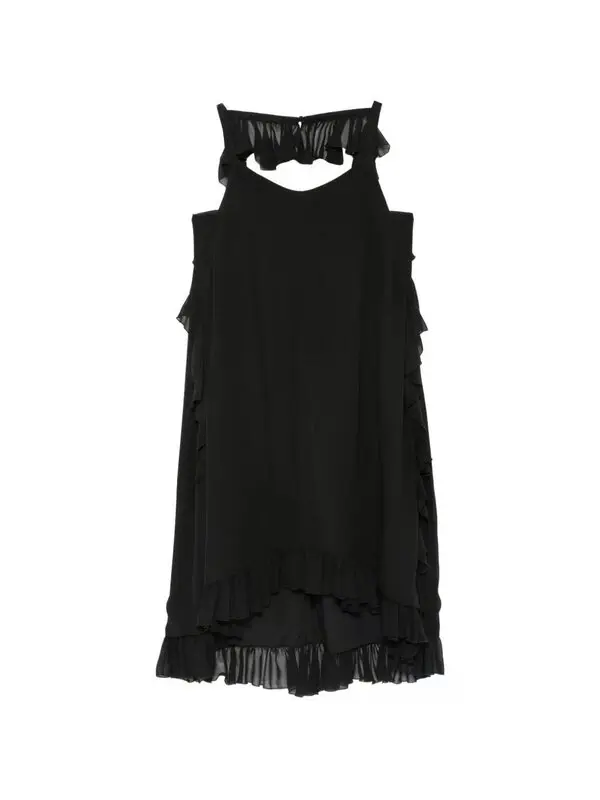 JIJIL Ruffled Cold-shoulder Mini Dress - Black