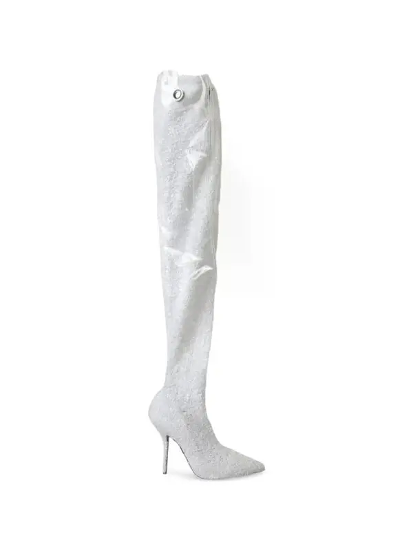 Dolce & Gabbana Sequin-embellished Pointed-toe Boots - White