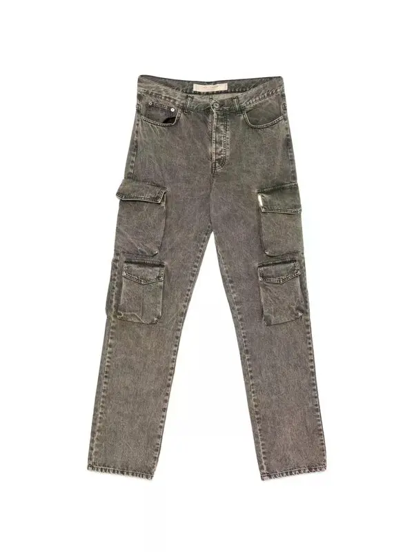 YES LONDON Acid Wash Cargo Pants - Black