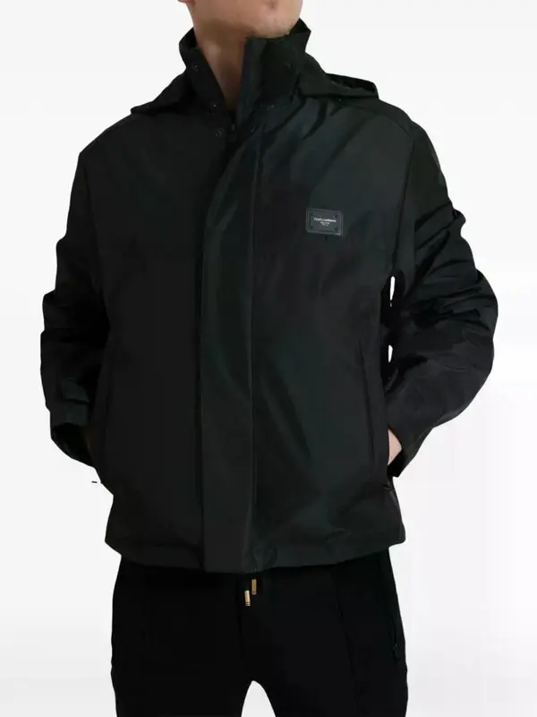 Dolce & Gabbana Logo Plaque Hooded Jacket - Black