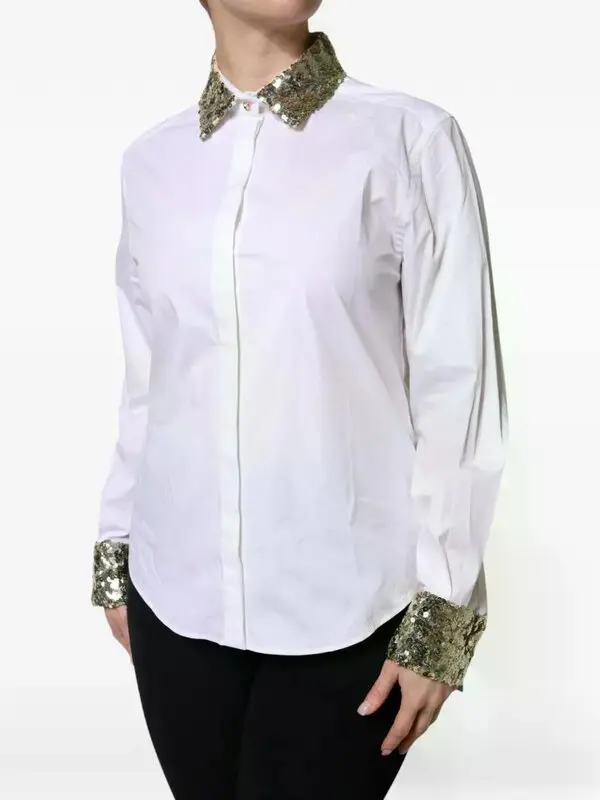Dolce & Gabbana Cotton Sequin Embellished Shirt - White