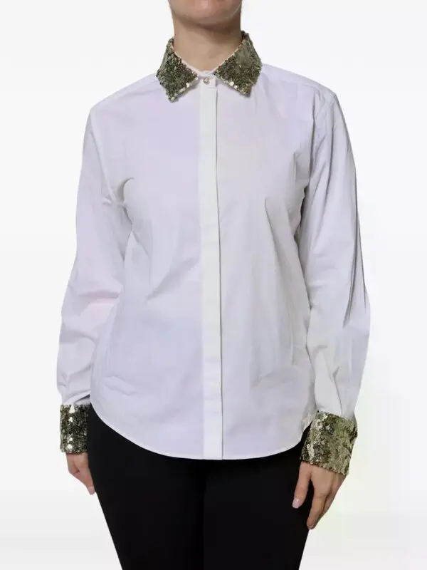 Dolce & Gabbana Cotton Sequin Embellished Shirt - White