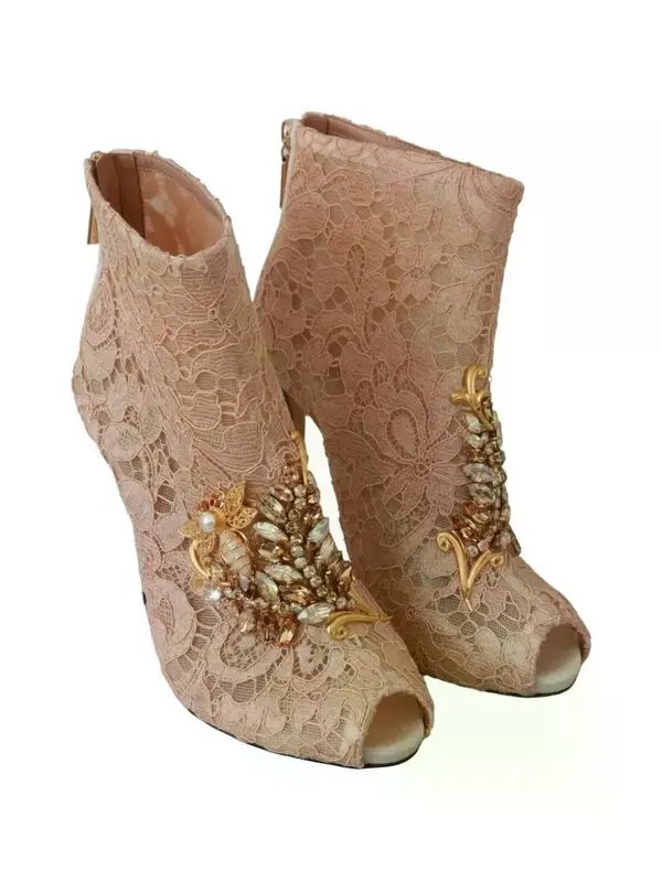 Dolce & Gabbana Crystal-embellished Lace Ankle Boots