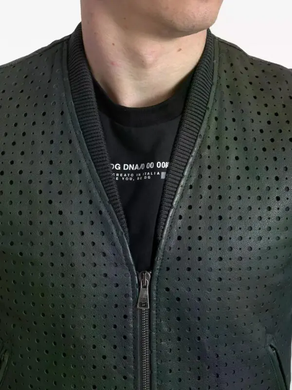 Dolce & Gabbana Perforated-detailing Leather Bomber Jacket