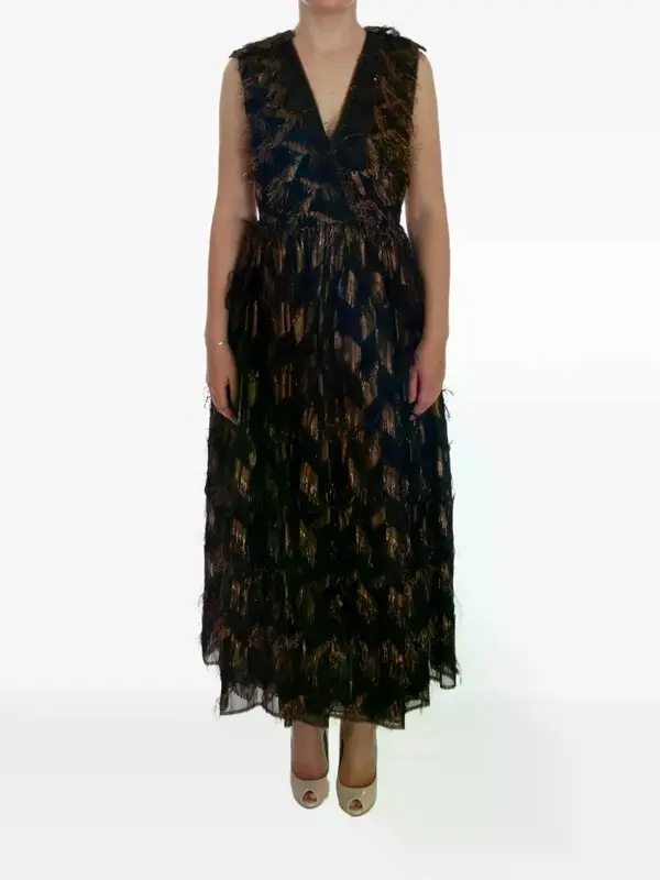 Dolce & Gabbana Embroidered Fringe-trimmed Dress - Black