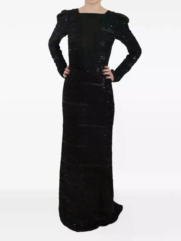 John Richmond Sequin-embellished Boat-neck Maxi Dress