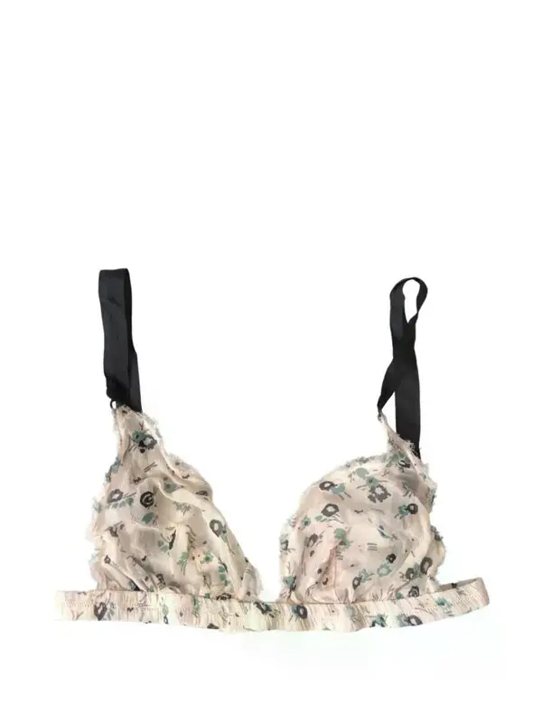 Costume National Floral-print Lace-trim Bras - Neutrals