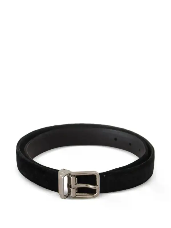 Dolce & Gabbana Velvet Logo-buckle Belt - Black
