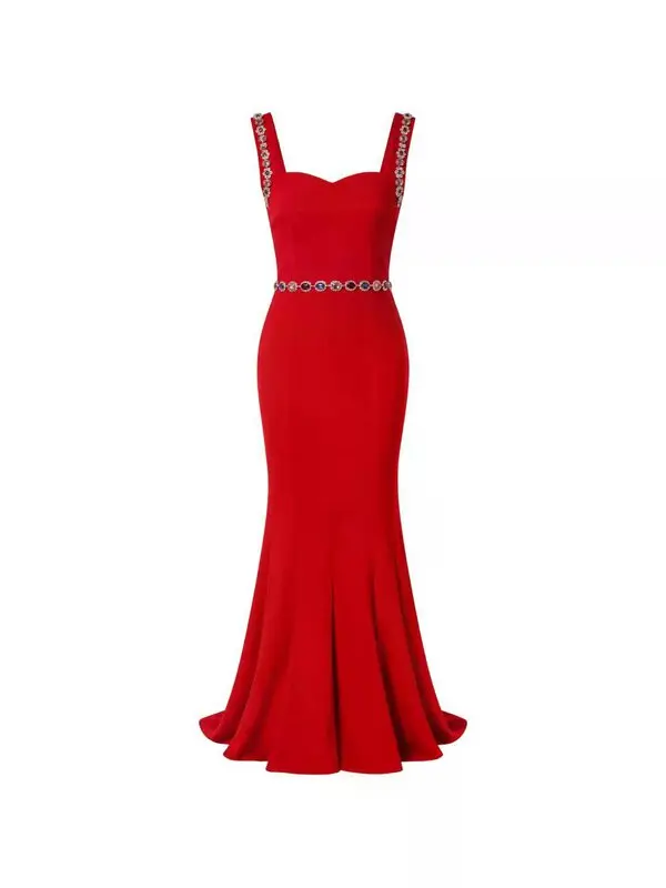 Dolce & Gabbana Embellished Mermaid Maxi Dress - Red