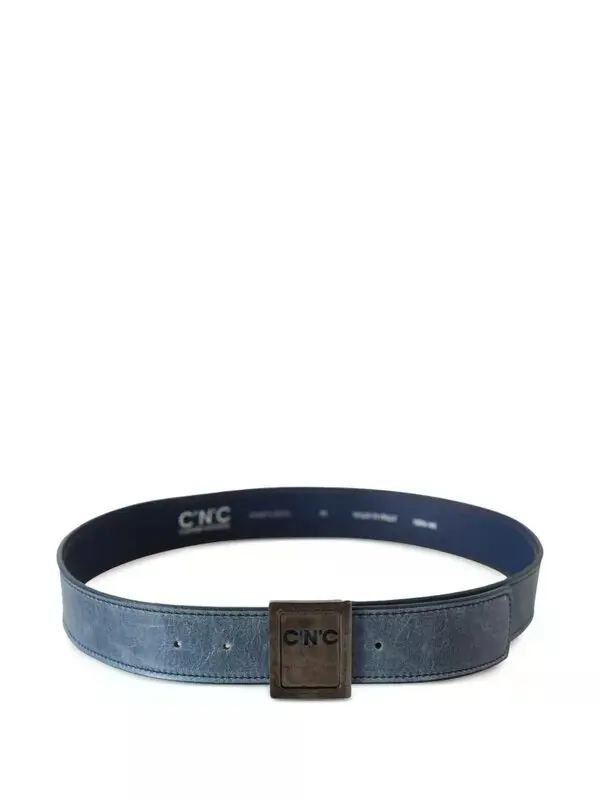 Costume National Logo-buckle Distressed-leather Belt