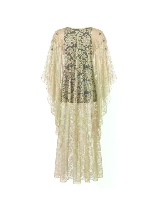 Dolce & Gabbana Floral-lace Crystal-embellished Maxi Dress - Gold
