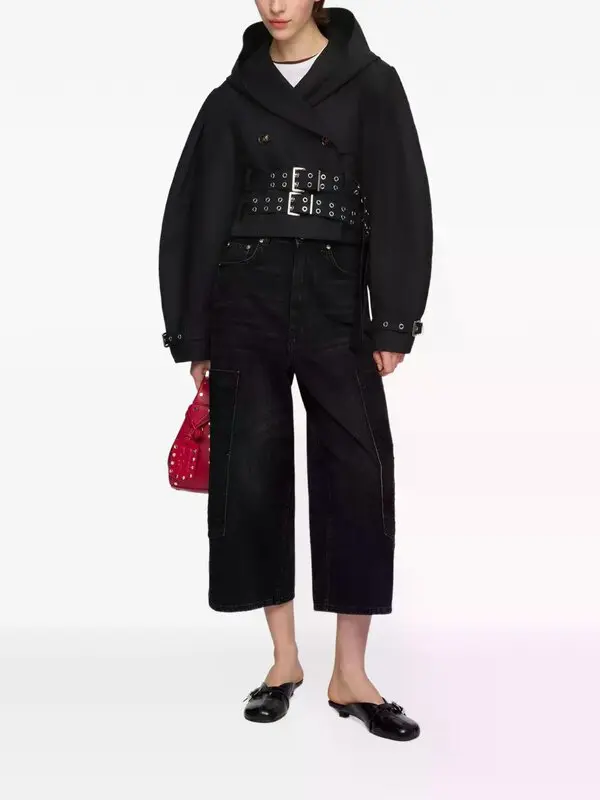 GANNI Double Belted Hooded Jacket With Silver-tone Eyelets