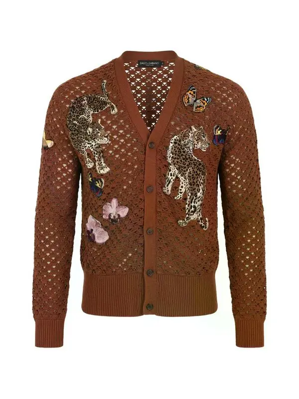 Dolce & Gabbana Embroidered Open-knit Cardigan