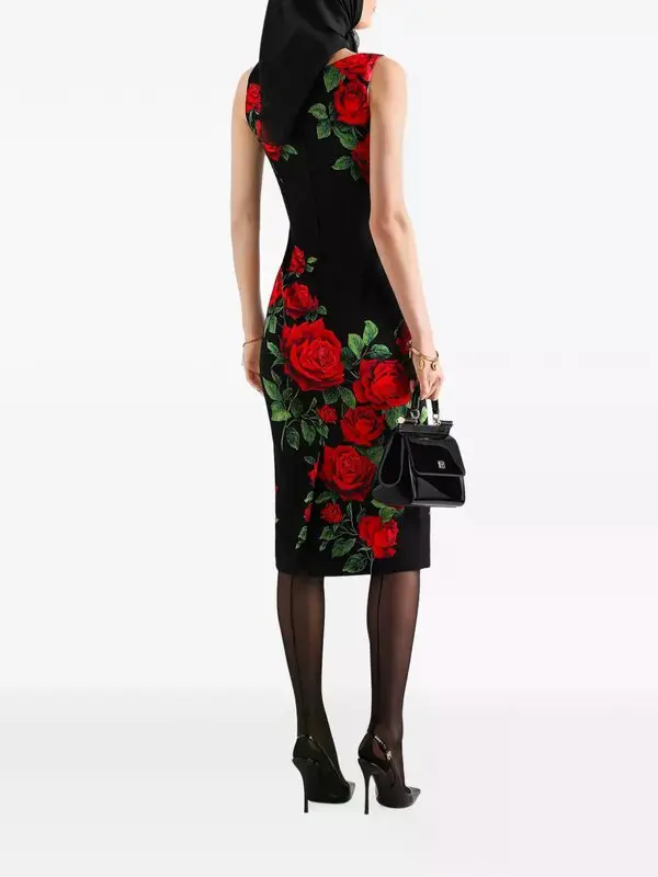 Dolce & Gabbana Rose-print Sleeveless Midi Dress