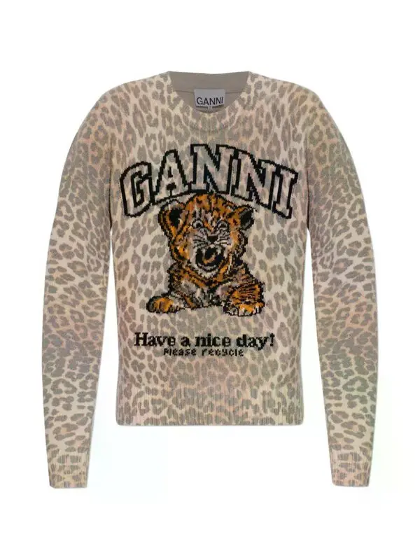 GANNI Tiger-print Sweater